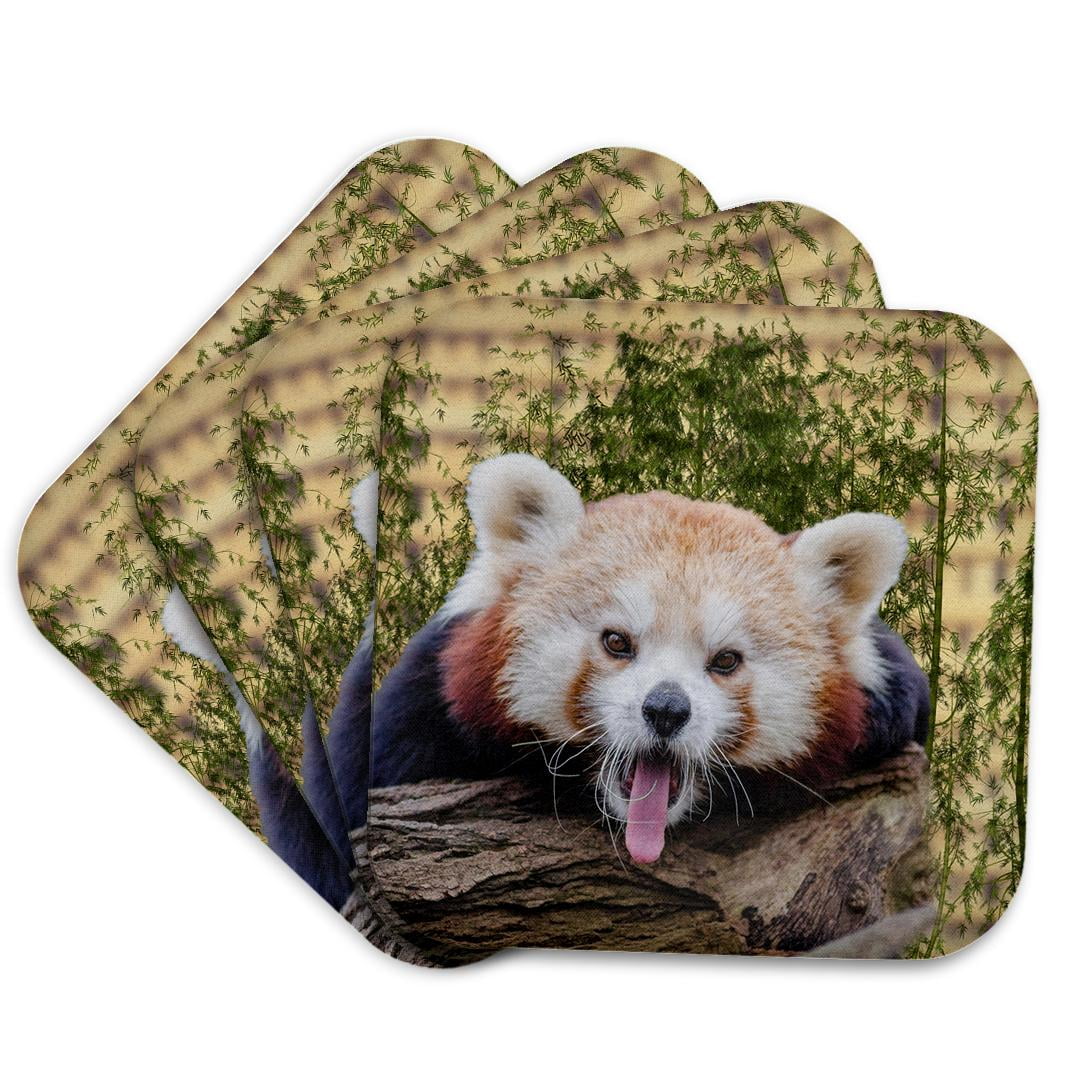 3drose, an Cute and Fluffy Red Panda Sticking Out Its Tongue, Set of 4 ...