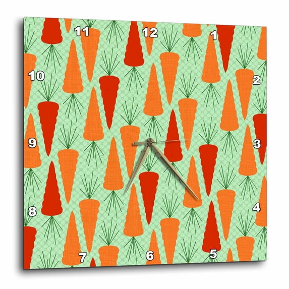 3drose, for the Kitchen - Carrot Print - Green, 15x15 Wall Clock ...