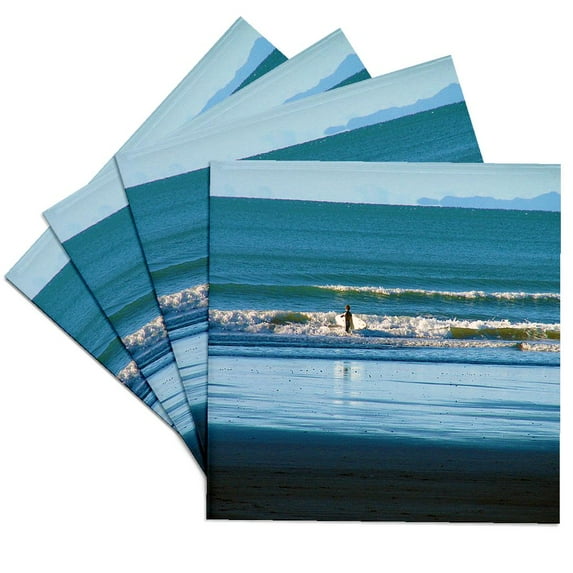 3drose, the Deep Blue Water with a Surfer Walking Out to Sea with His ...