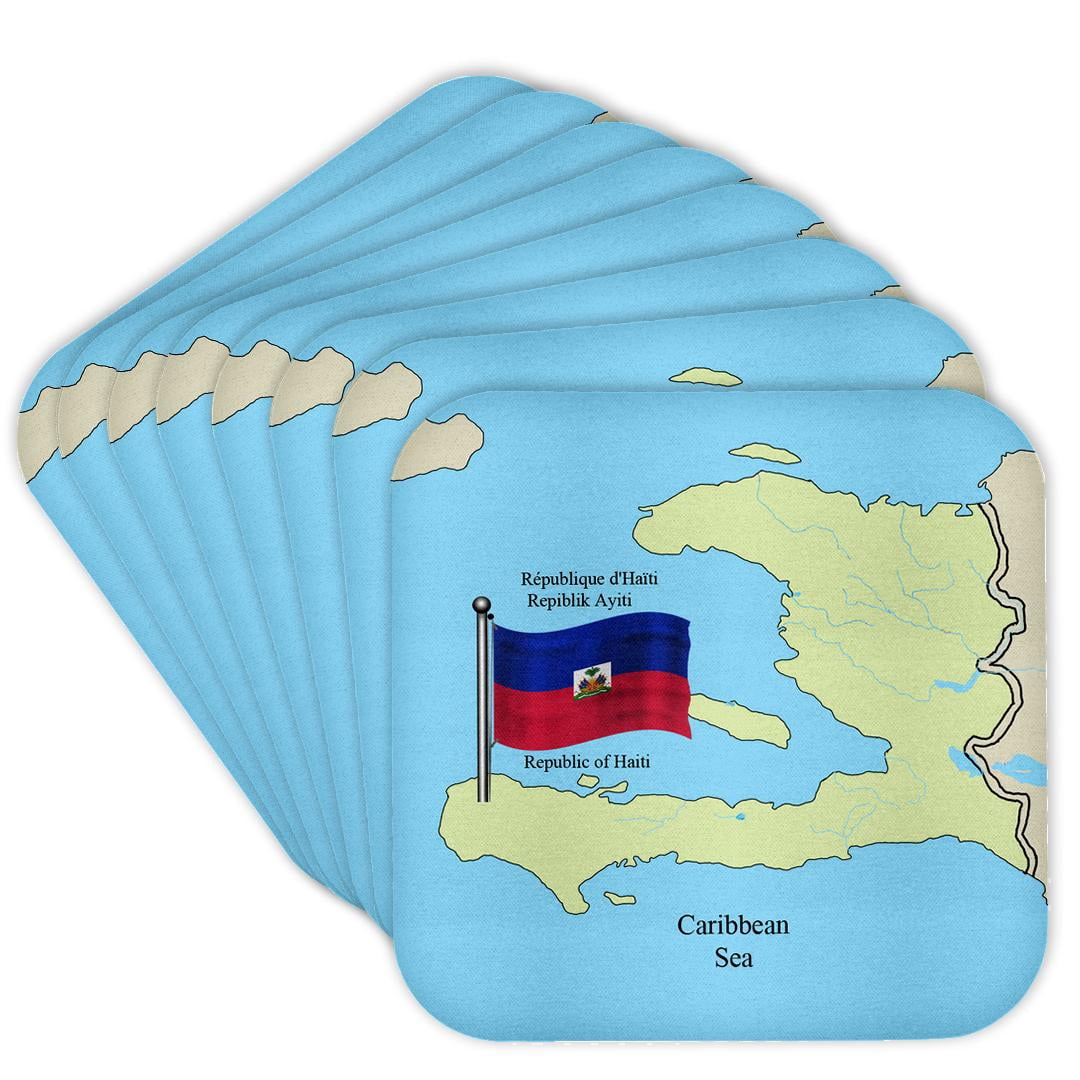 3drose, the Flag, Map of Haiti with the Republic of Haiti in English ...