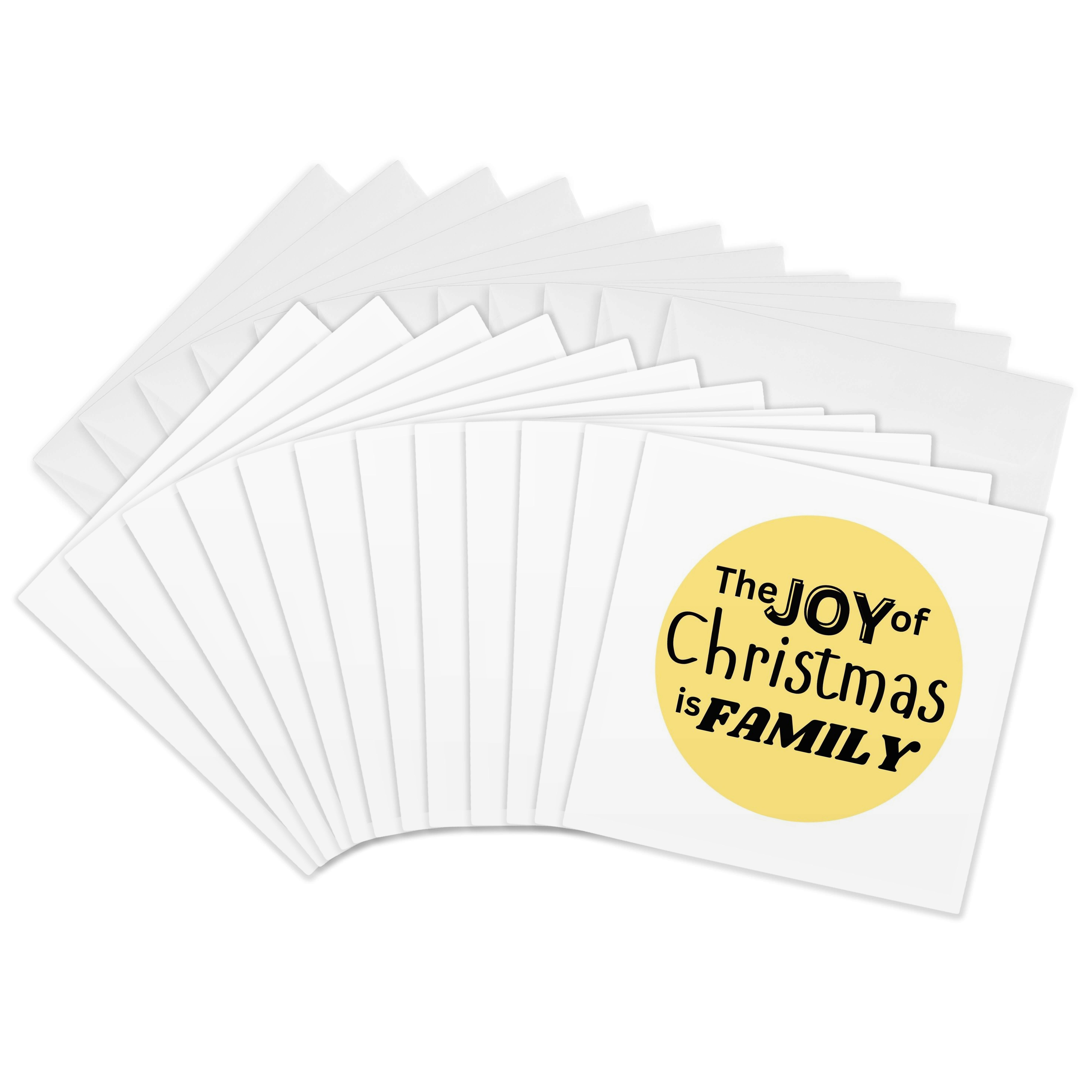 3drose, the Joy of Chrismas Is Family on Yellow Background, 12 Greeting ...