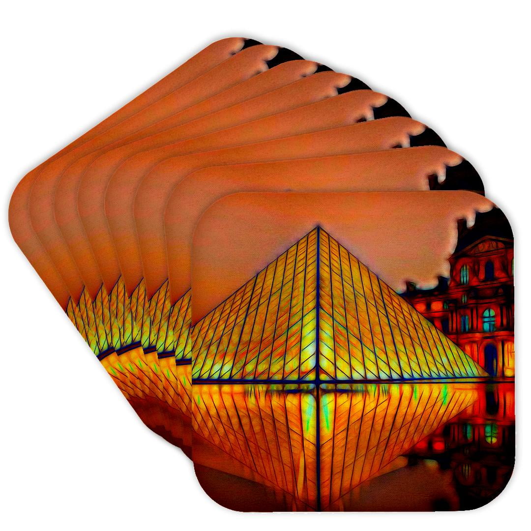 3drose, the Louvre Image of Light Infused Painting, Set of 8 Coasters ...
