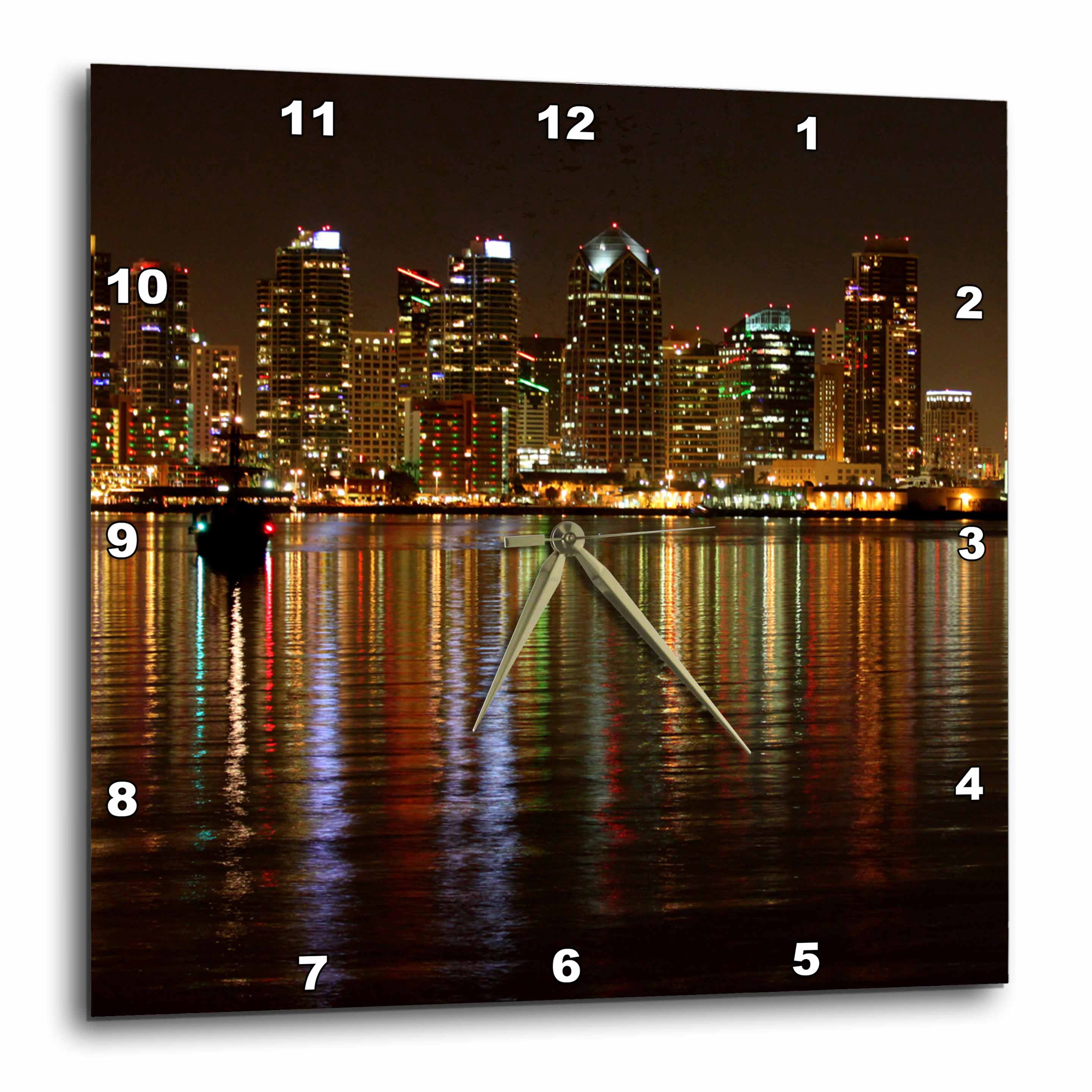 3drose, the Skyline of San Diego at Night with Reflection in the Water ...