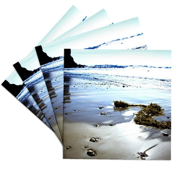 3drose, the Sun Shining on the Beach at Abalone Cove, Set of 4 Ceramic ...