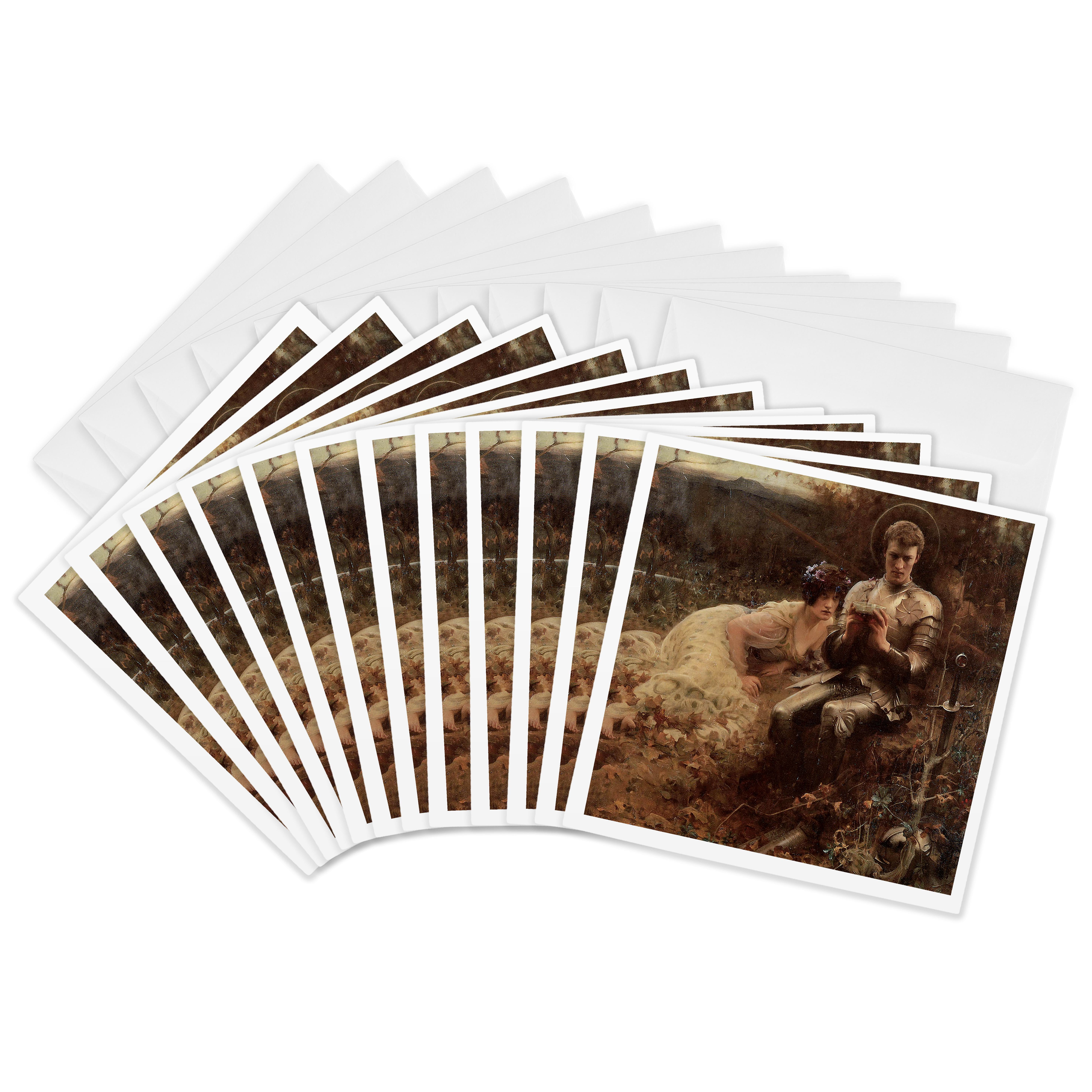 3drose, the Temptation of Sir Percival by Arthur Hacker, 12 Greeting ...