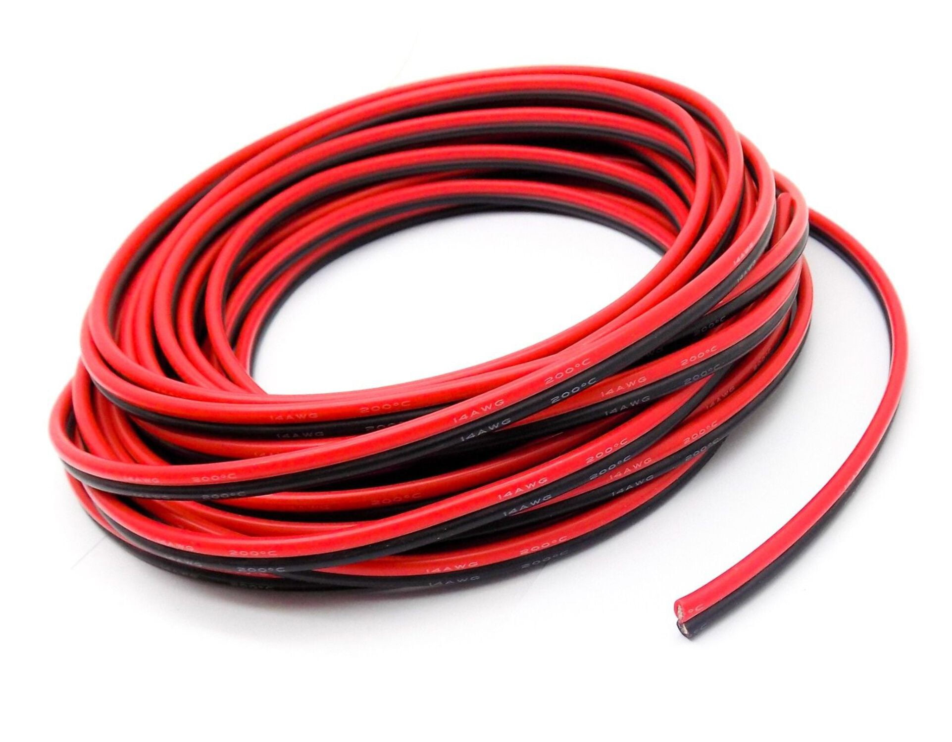 3ft 14AWG Silicone RC Wire Black/Red Parallel Bonded - Walmart.com