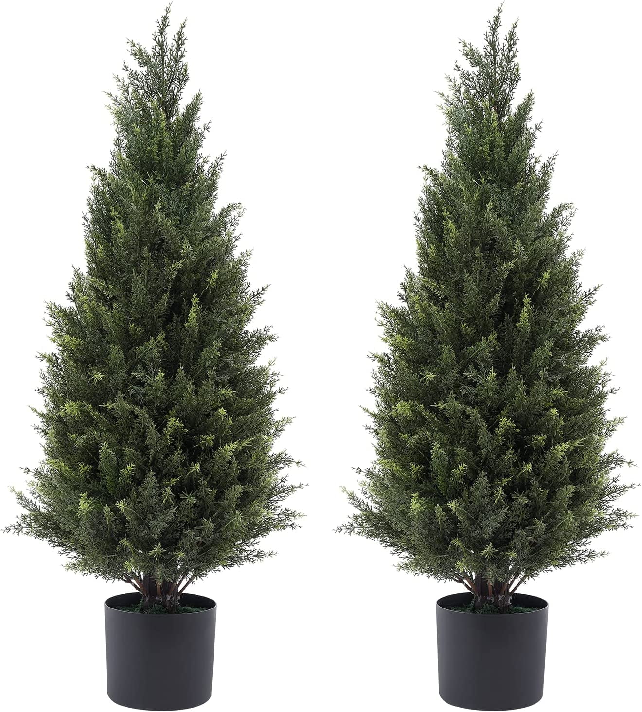 3ft(35”) Artificial Cedar Outdoor Artificial Shrub Sunlight Resistant ...