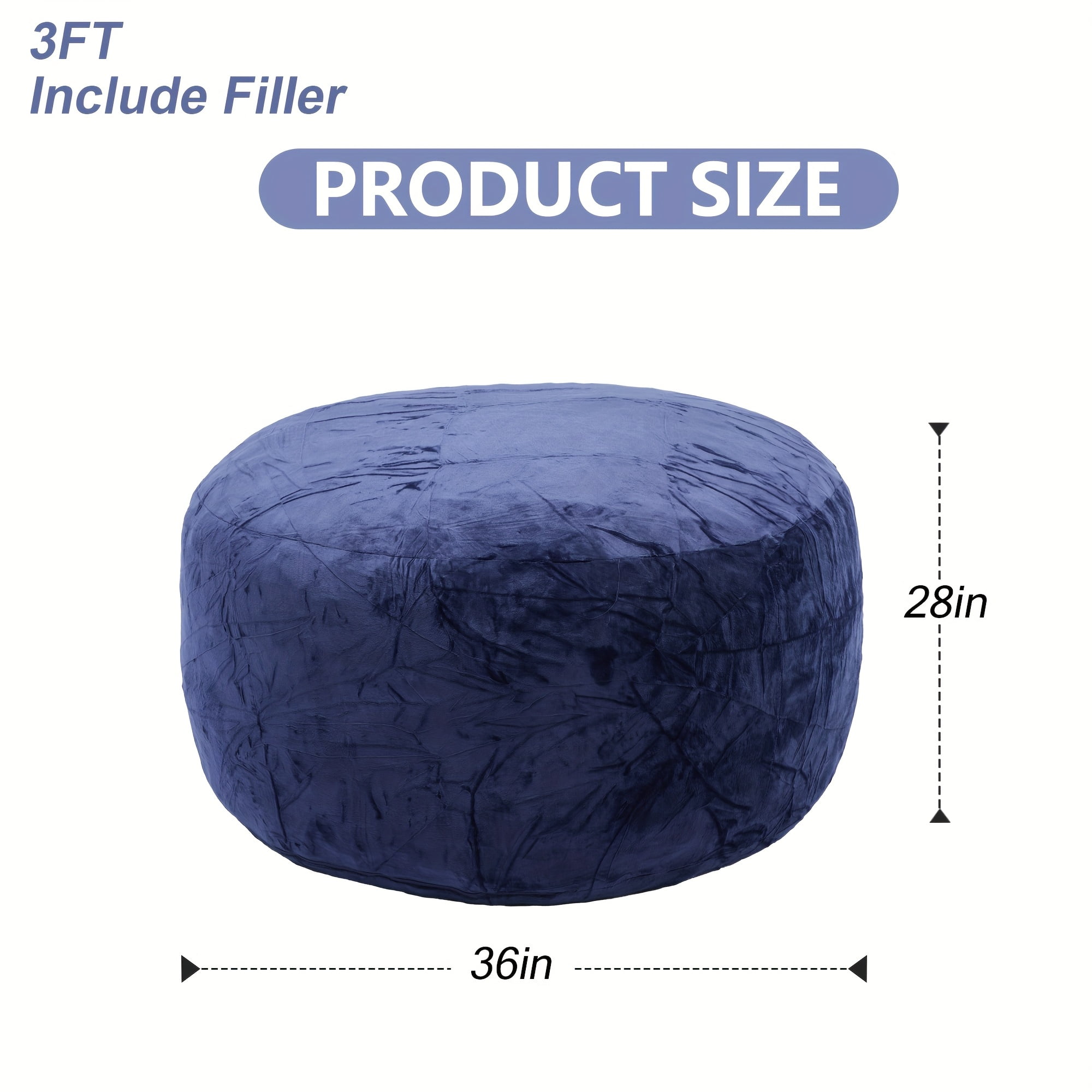 3ft/4ft/5ft/6ft Bean Bag Chairs - Memory Foam Filled, Dutch Velvet ...