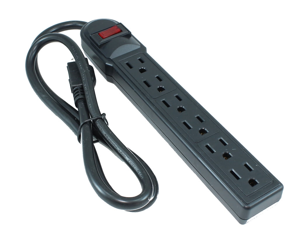 3ft 6 Outlet Power Bar (14AWG/15A) with 90J Surge Protector, Black ...