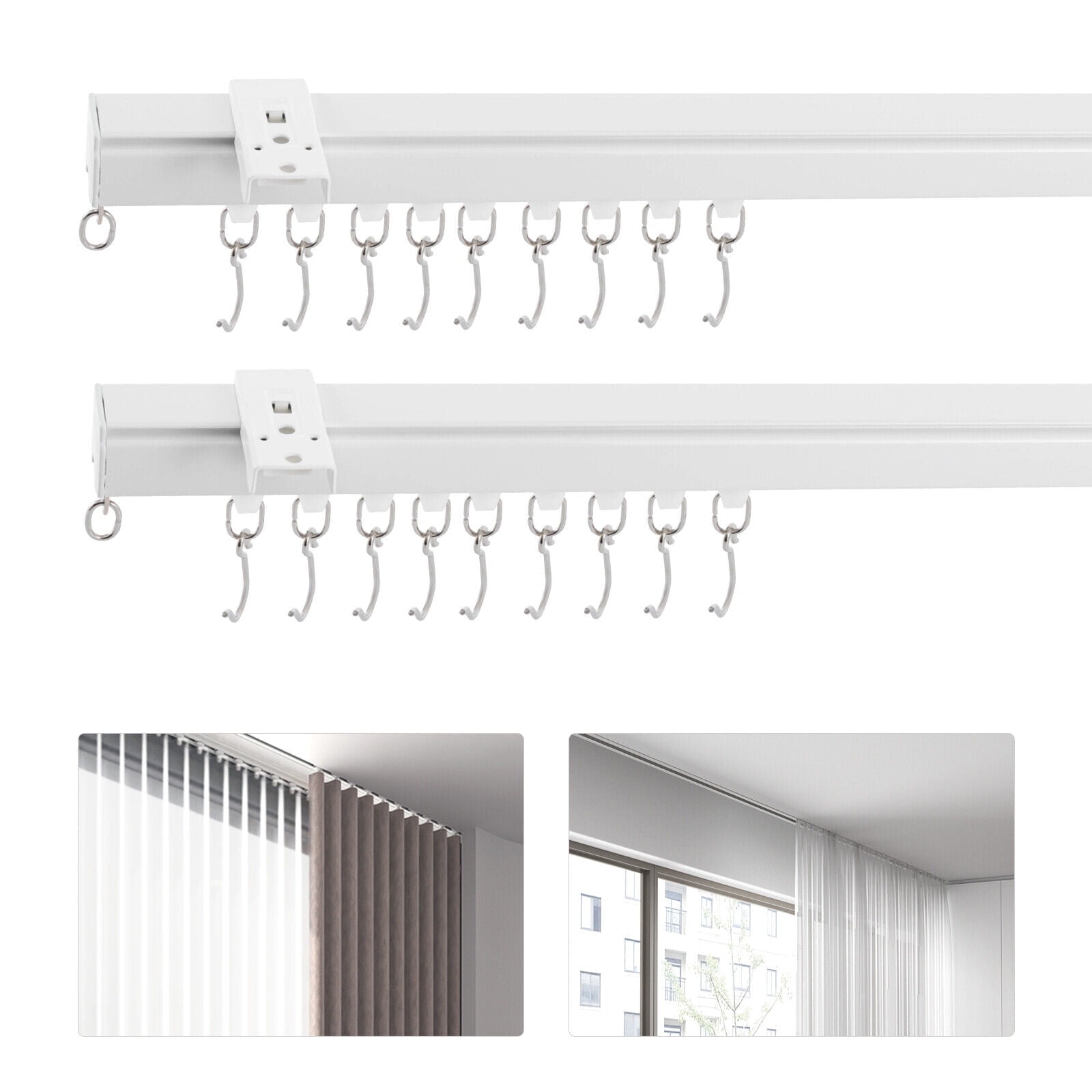 3ft - 6ft Scalable Ceiling Mount Curtain Track Kit Aluminum with Hooks ...