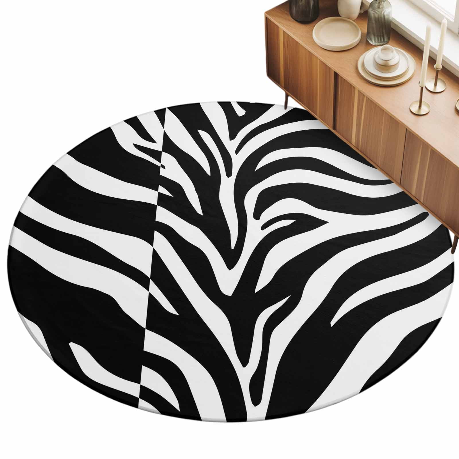 3ft Area Rug,Abstract Black White Zebra Stripe Washable Large Rugs Soft ...