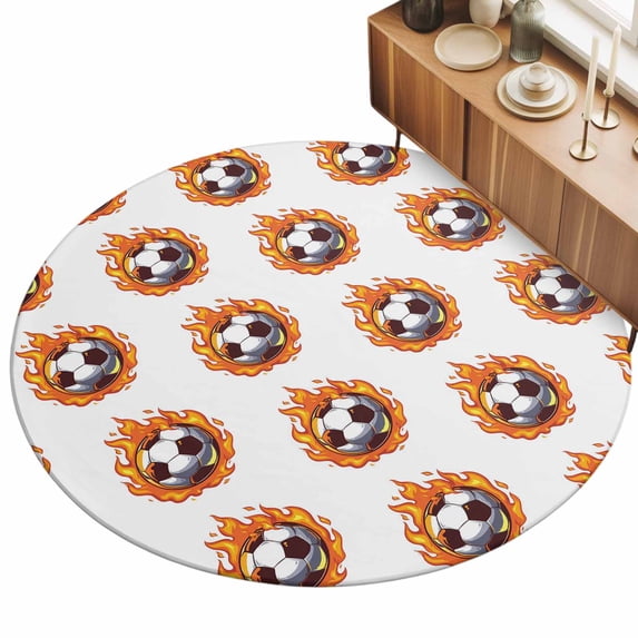 3ft Area Rug,Abstract Football Red Flame Washable Large Rugs Soft Non ...
