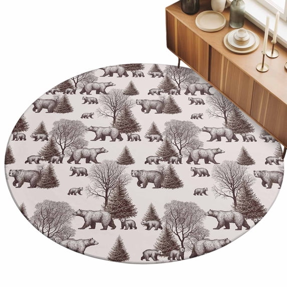 3ft Area Rug,Abstract Forest Animals Bear Tree Washable Large Rugs Soft ...