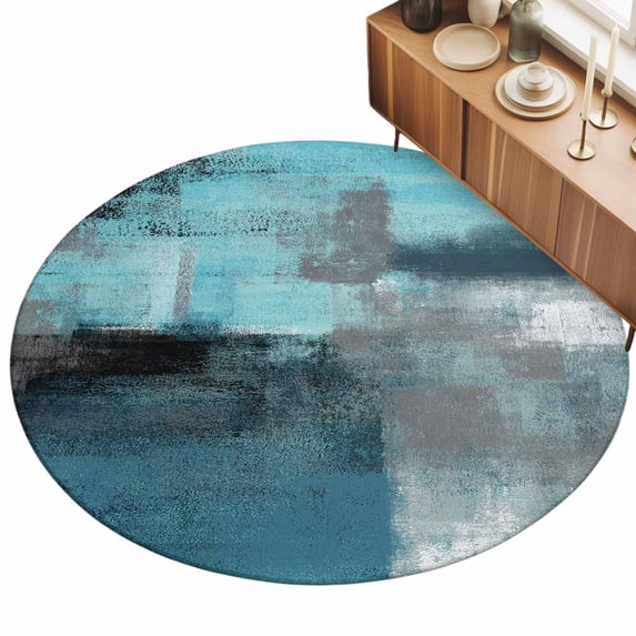 3ft Area Rug,Abstract Turquoise Grey Graffiti Washable Large Rugs Soft ...
