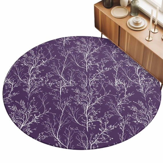 3ft Area Rug,Abstract White Tree on Purple Washable Large Rugs Soft Non ...