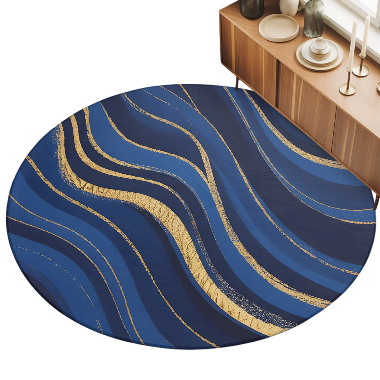 3ft Area Rug,Abstracts Yellow Blue Lines Washable Large Rugs Soft Non ...
