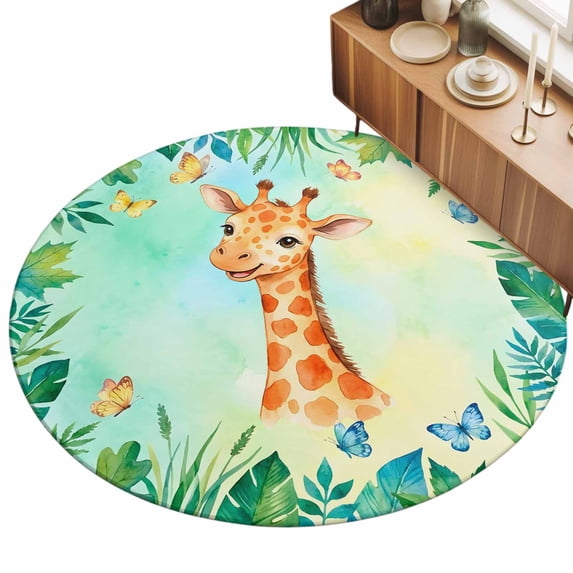 3ft Area Rug,Cartoon Animal Small Giraffes Washable Large Rugs Soft Non ...