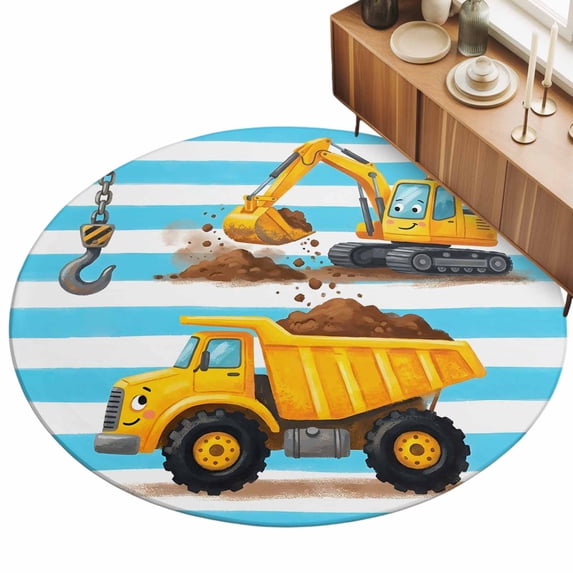 3ft Area Rug,Cartoon Excavator Ground Truck Washable Large Rugs Soft ...