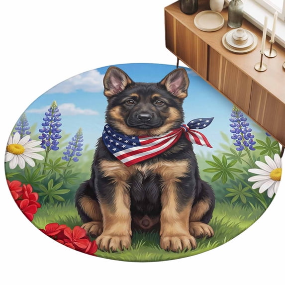 3ft Area Rug,Cute Dog Red Flower Grassland Daisy Washable Large Rugs ...
