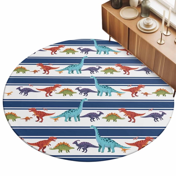 3ft Area Rug,Dinosaur Navy Blue Striped Washable Large Rugs Soft Non ...