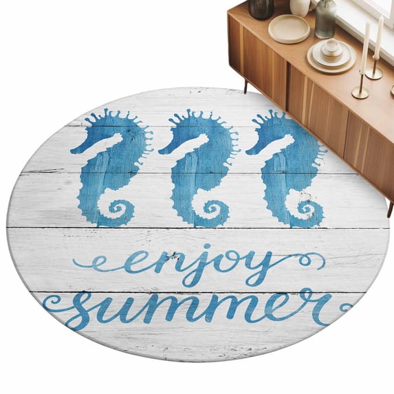 3ft Area Rug,Enjoy Summer Words Seahorses Washable Large Rugs Soft Non ...