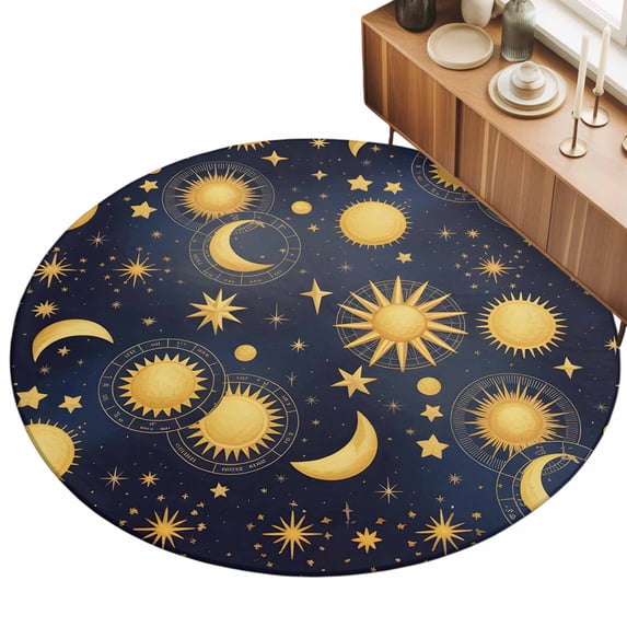 3ft Area Rug,Fantasy Galaxy Moon Sun Washable Large Rugs Soft Non-Slip ...