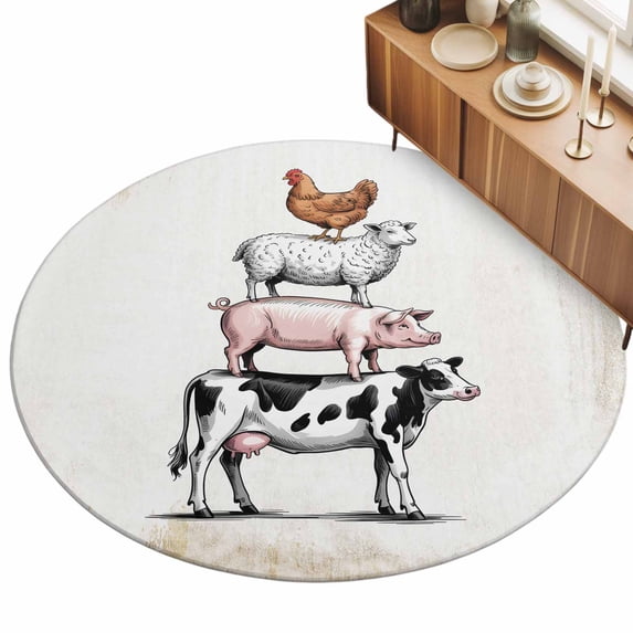 3ft Area Rug,Farm Cow Pig Chicken Washable Large Rugs Soft Non-Slip ...