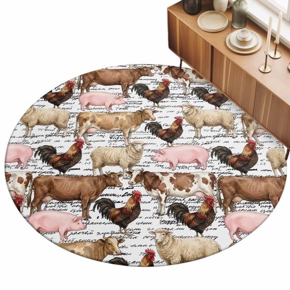 3ft Area Rug,Farmhouse Sheep Pig Chicken Cow Washable Large Rugs Soft ...