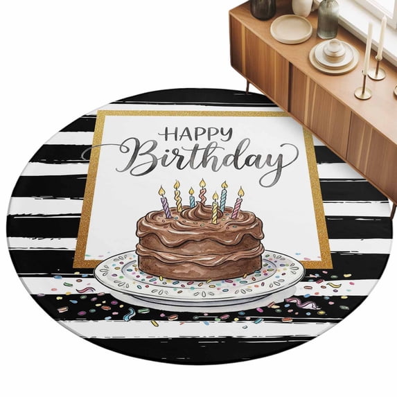 3ft Area Rug,Happy Birthday Words Cake Washable Large Rugs Soft Non ...