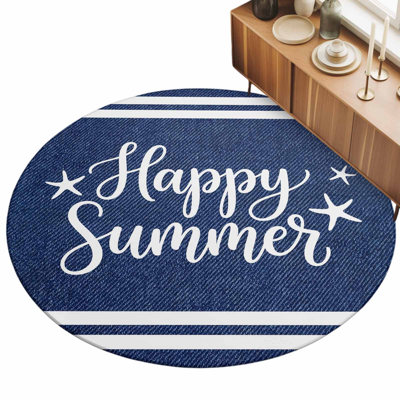 3ft Area Rug,Happy Summer Quote Ocean Starfish Washable Large Rugs Soft ...