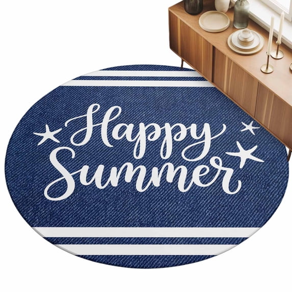 3ft Area Rug,Happy Summer Quote Ocean Starfish Washable Large Rugs Soft ...