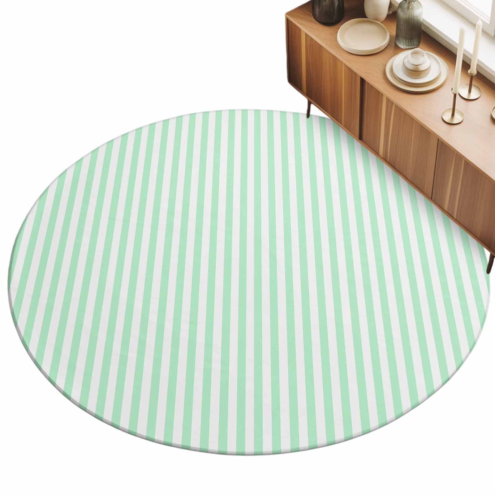 3ft Area Rug,Light Green White Stripe Texture Washable Large Rugs Soft ...