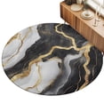 3ft Area Rug,Natural Black White Marble Gold Crack Washable Large Rugs ...