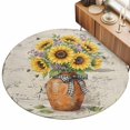 3ft Area Rug,Pastoral Sunflowers Leaves Washable Large Rugs Soft Non ...