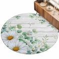 3ft Area Rug,Rustic Daisy Flower Eucalyptus Leaf Washable Large Rugs ...