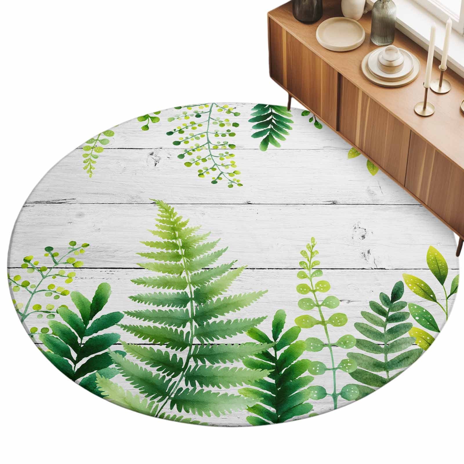 3ft Area Rug,Rustic Green Leaves Farm Wood Grain Washable Large Rugs ...