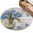3ft Area Rug,Spring Blue Flower Butterfly Washable Large Rugs Soft Non ...