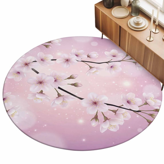 3ft Area Rug,Spring Cherry Blossom Pink Flower Washable Large Rugs Soft ...