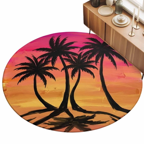3ft Area Rug,Summer Palm Silhouette Washable Large Rugs Soft Non-Slip ...
