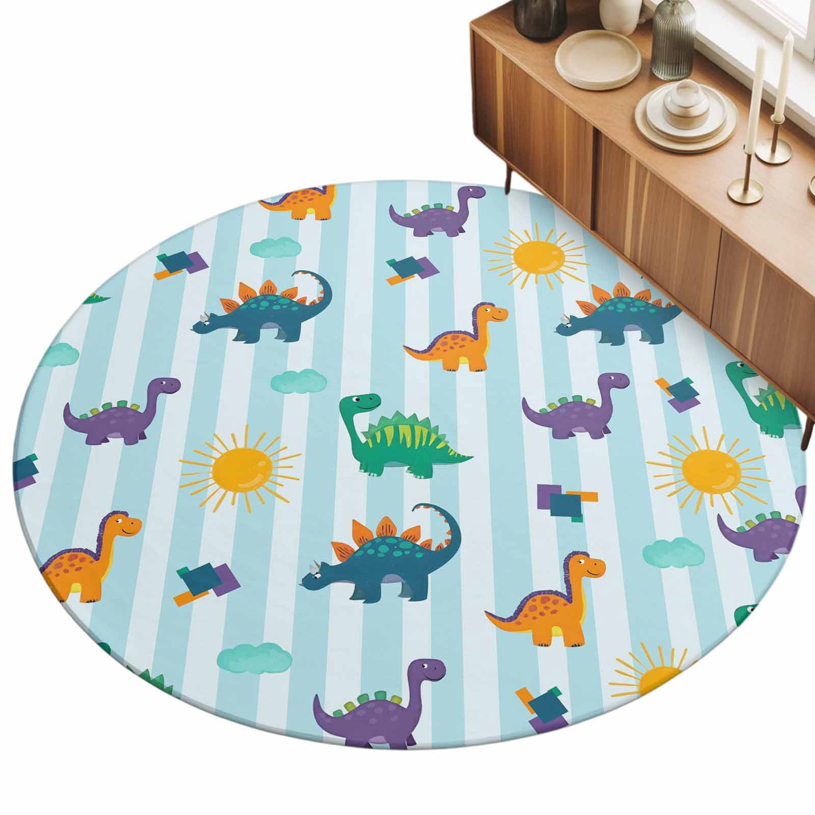 3ft Area Rug,Watercolor Cartoon Dinosaur Washable Large Rugs Soft Non ...