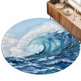 3ft Area Rug,Watercolor Style Ocean Waves Washable Large Rugs Soft Non ...