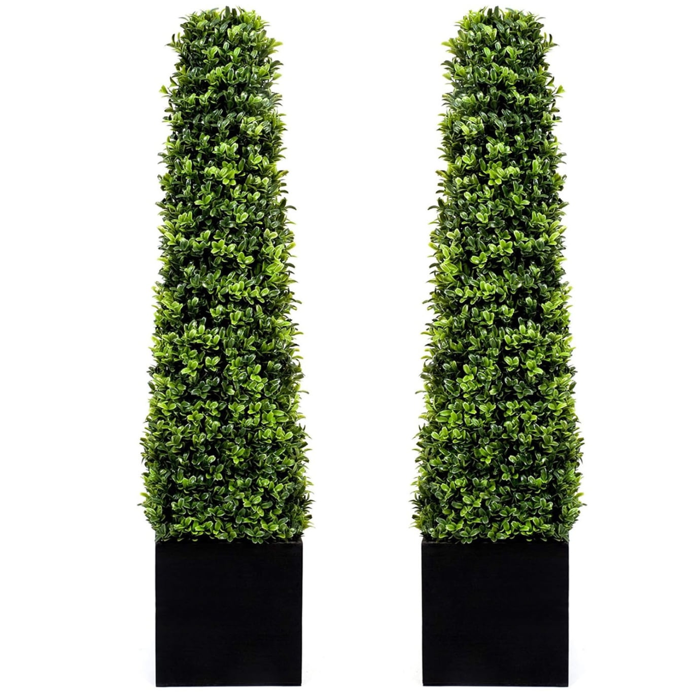 3ft Artificial Boxwood Topiary Tree Set of 2, Boxwood Greenery Plant ...