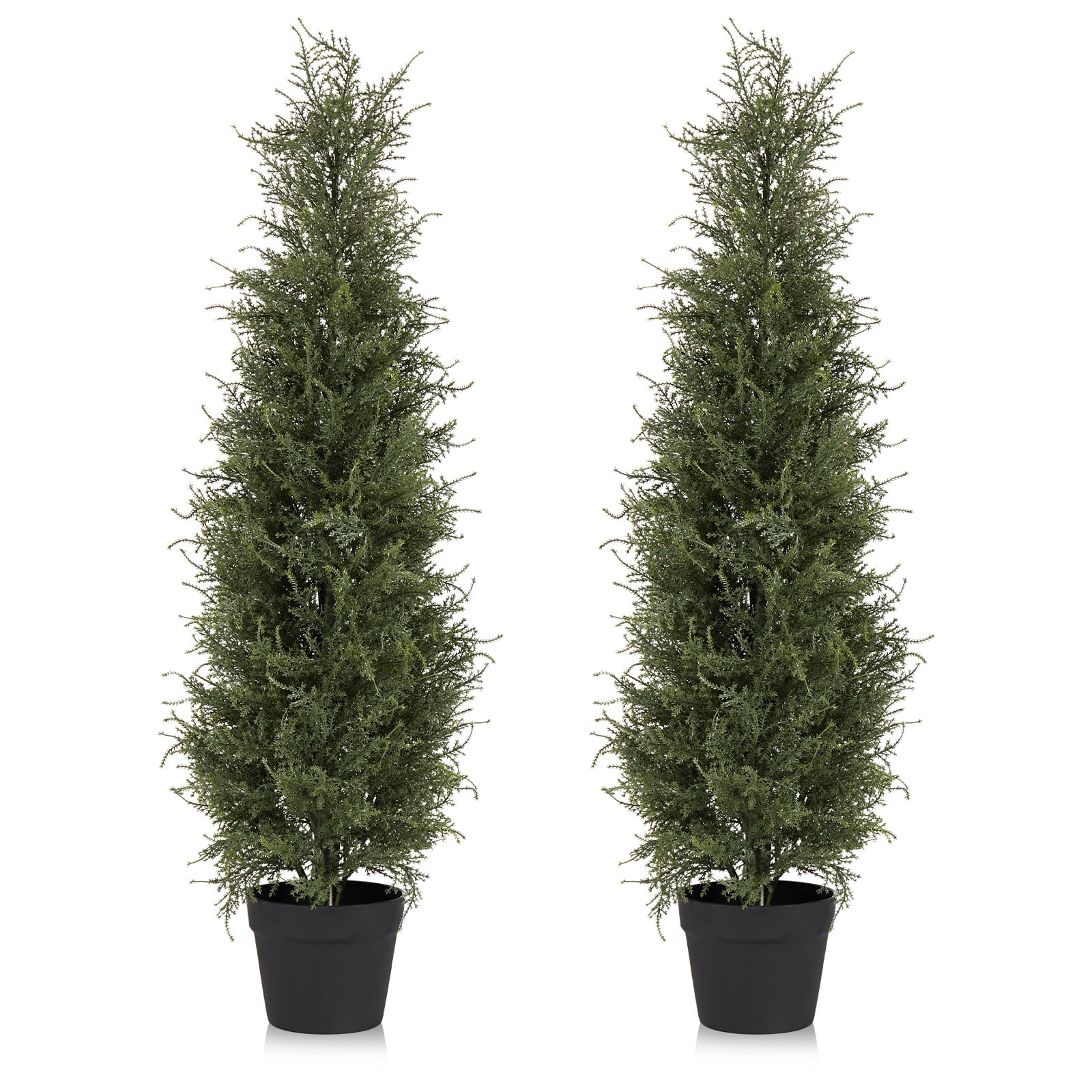 3FT Artificial Cedar Topiary Trees for Outdoors Potted Fake Cypress ...
