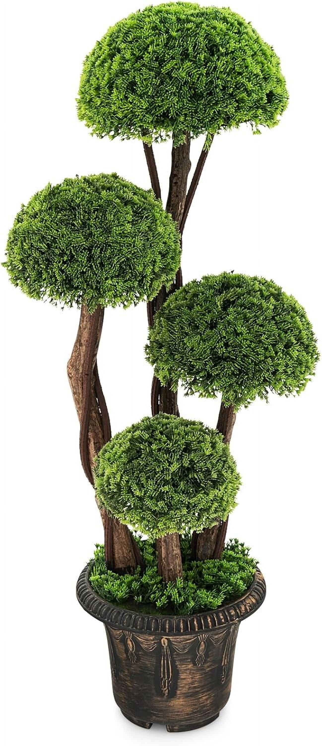 3ft. Artificial Cypress Topiary Tree, Ball Shaped Faux Cedar Trees w ...