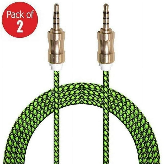 3ft. Audio AUX Cable Feet 3.5mm AUX Jack Tangled Free Braided Sleeve Jacket Stereo Auxiliary Aux ...