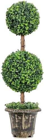 3ft Boxwood Topiary Tree Artificial Outdoor & Indoor, Weatherproof Faux ...