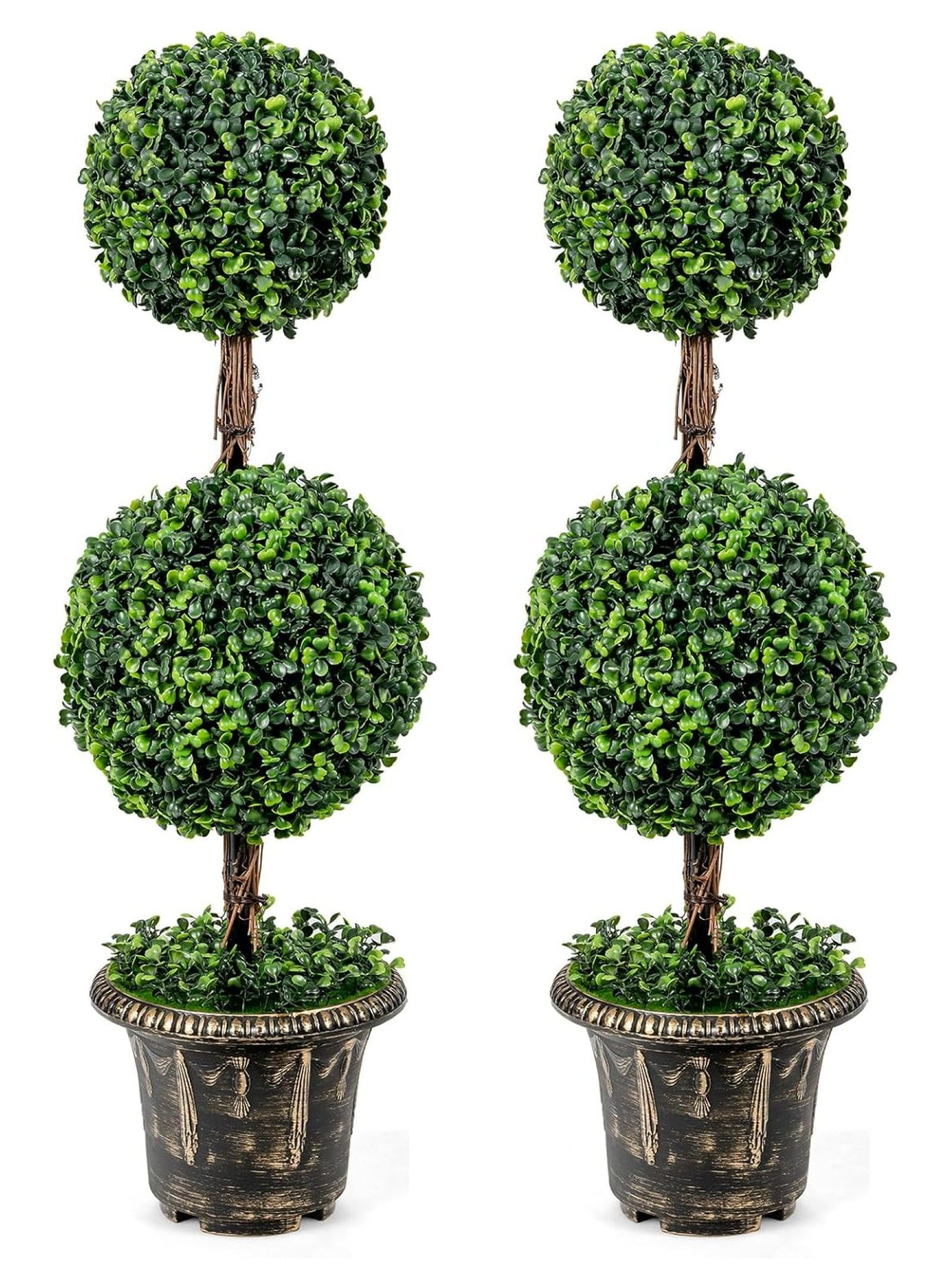 3ft Boxwood Topiary Tree Artificial Set of 2 Outdoor & Indoor ...