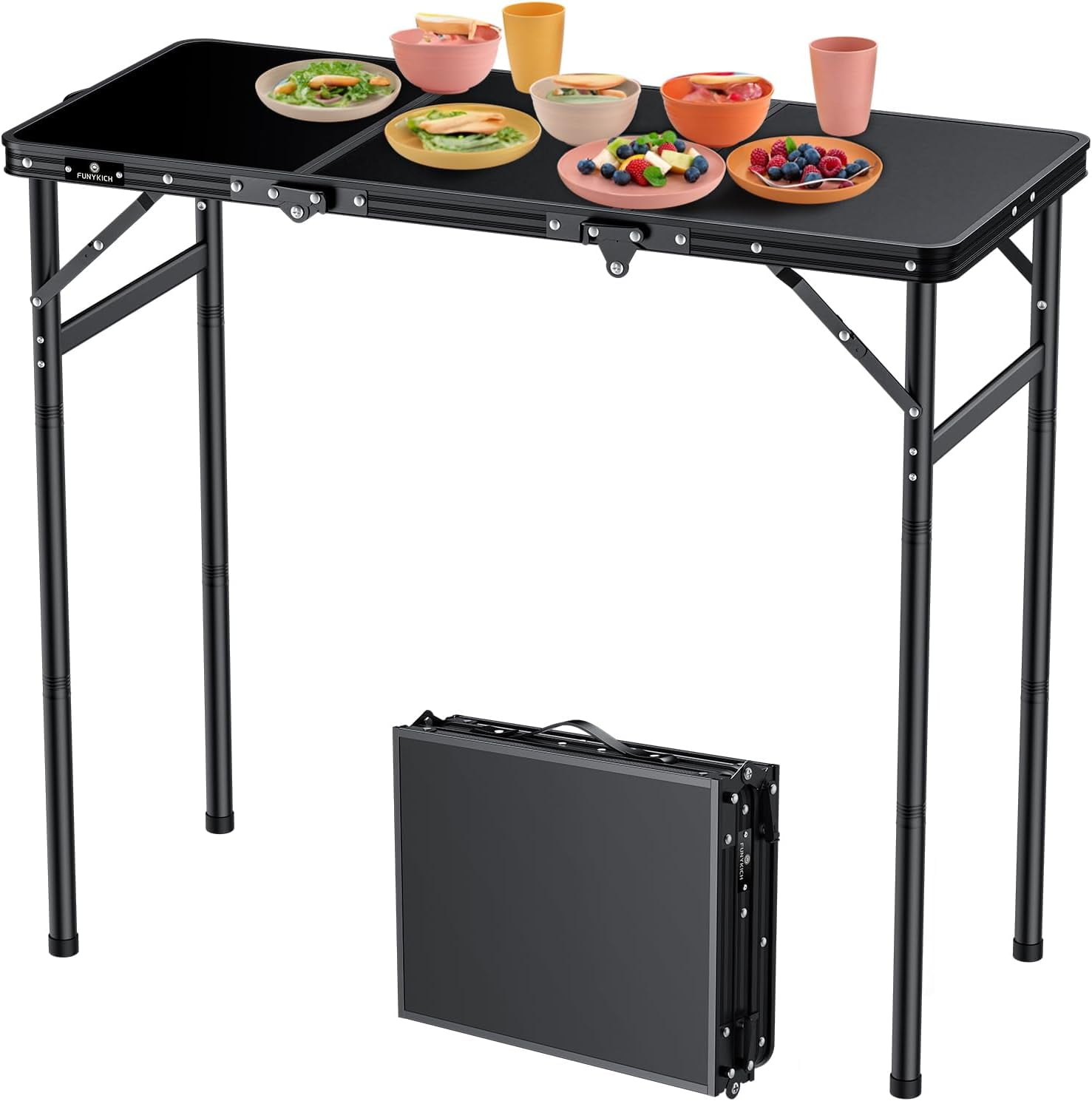 3ft Camping Folding Table with 3 Height(35.4'' Lx15.7'' W), Max Height ...