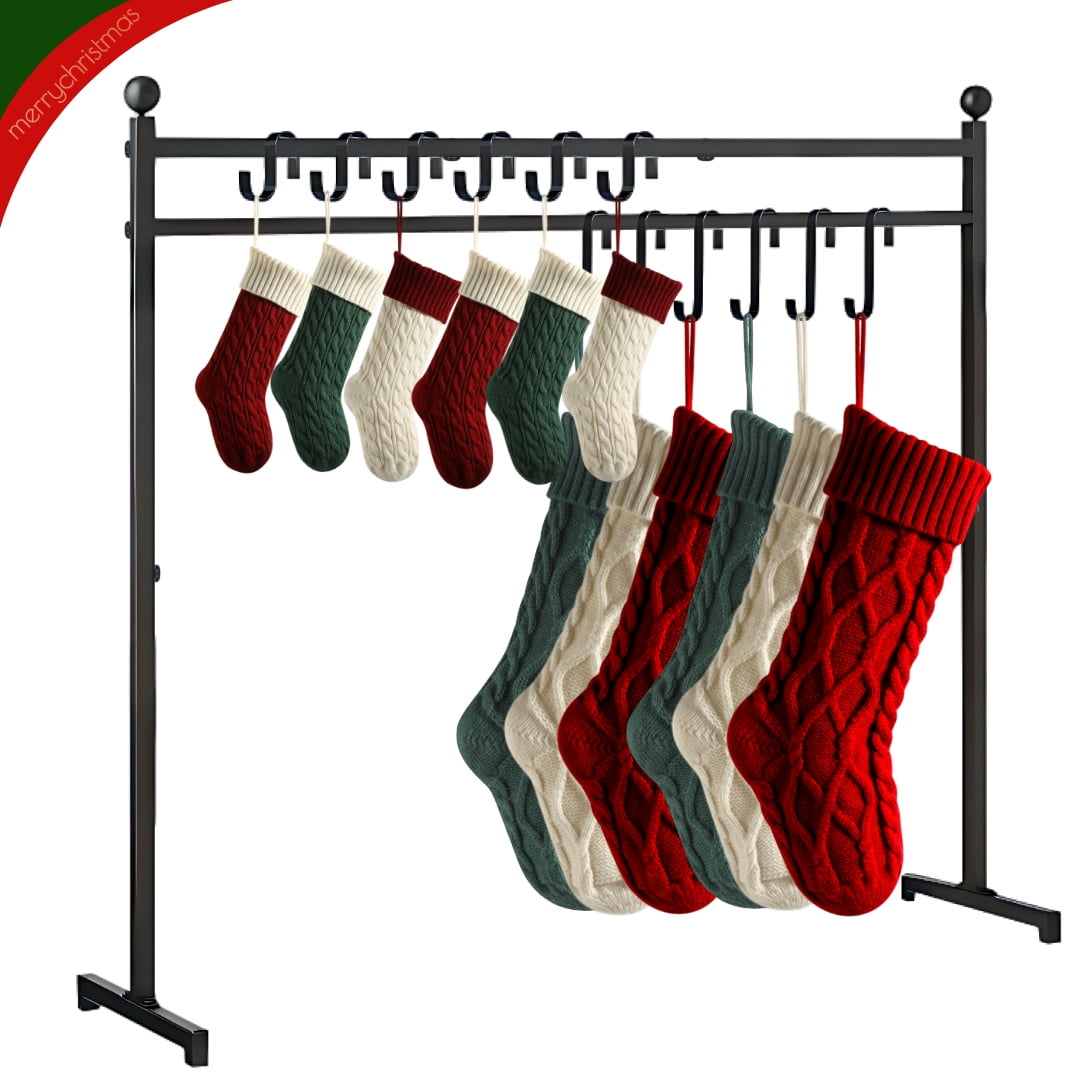 3ft Christmas Stocking Holder Stand with 12 Removable Hooks, Detachable ...