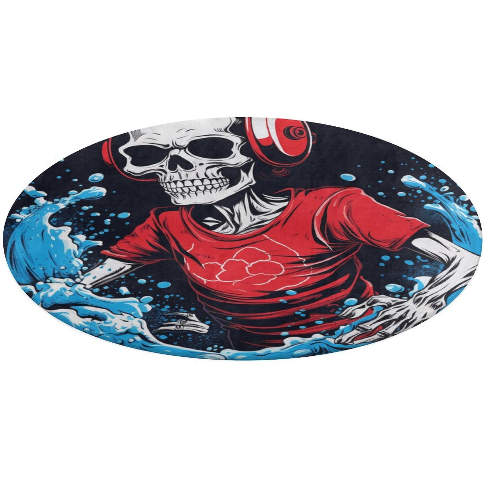 3ft Dancing Cute Skull Man Ultra-Thin Washable Round Rug - Non Slip Non ...